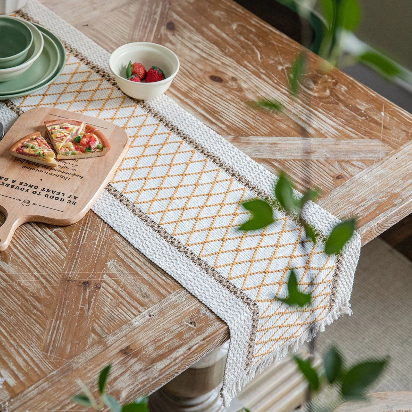 Geometric Pattern Hemp Rope Weaving Table Runner – NATTA